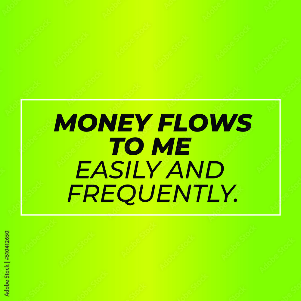 Money flows to me easily positive money affirmation card, print ready ...