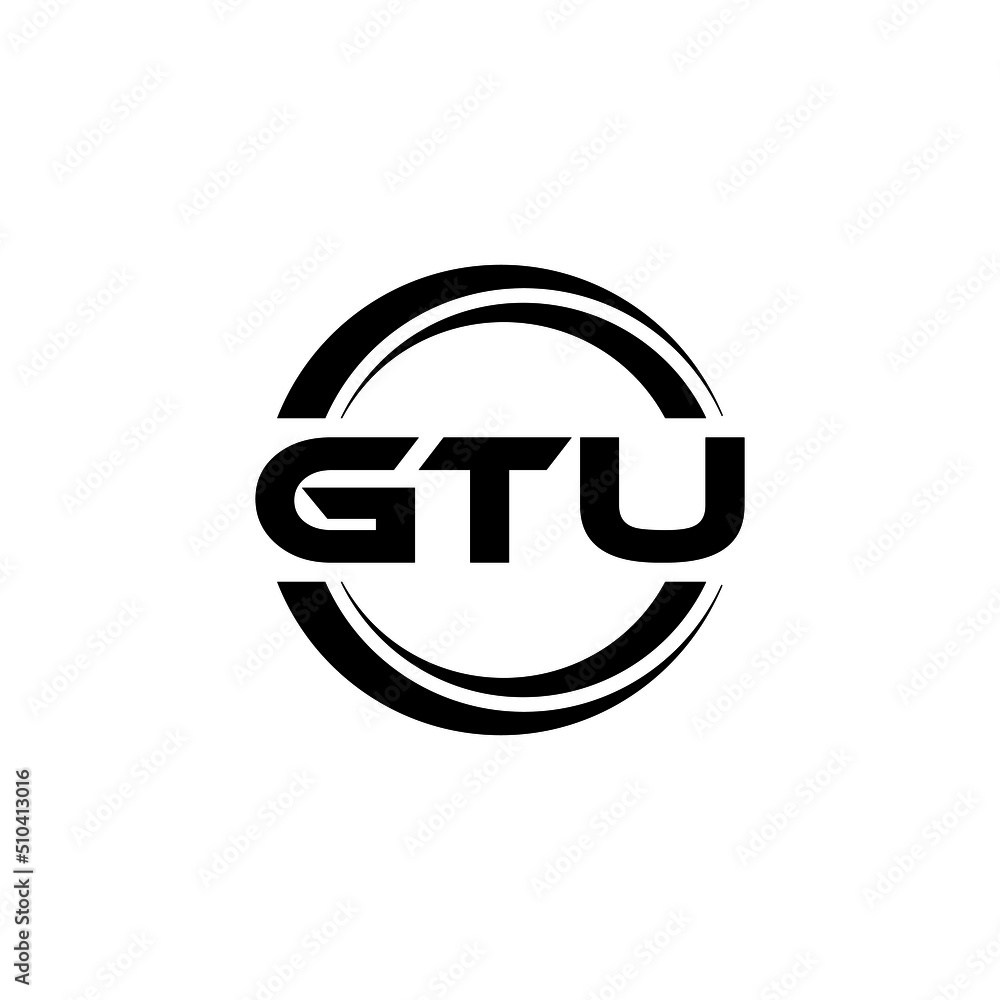 GTU letter logo design with white background in illustrator, vector ...