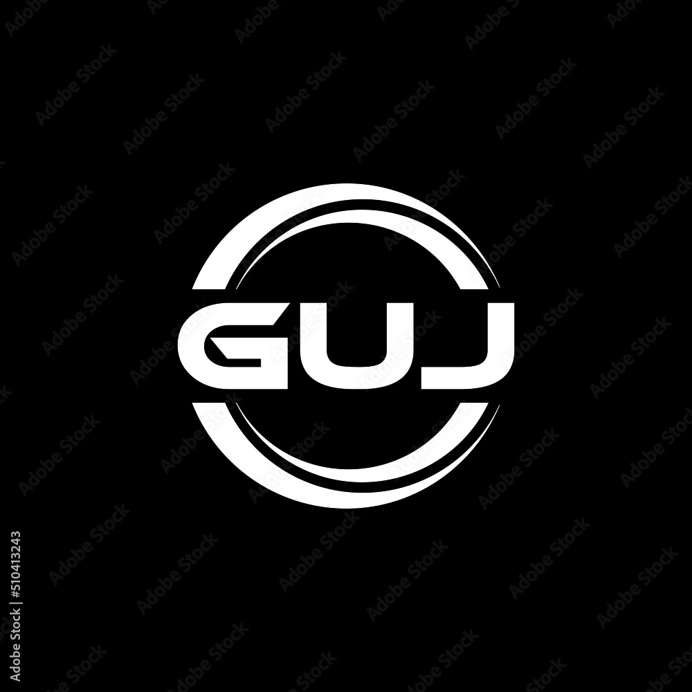 GUJ letter logo design with black background in illustrator, vector ...
