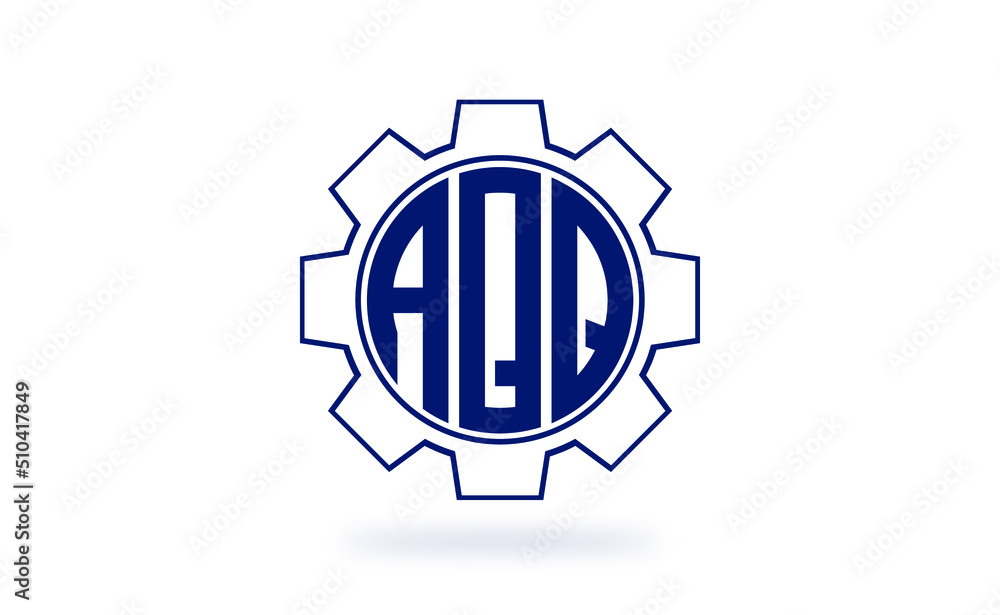 AQQ three letter industrial logo with gear icon logo design vector ...
