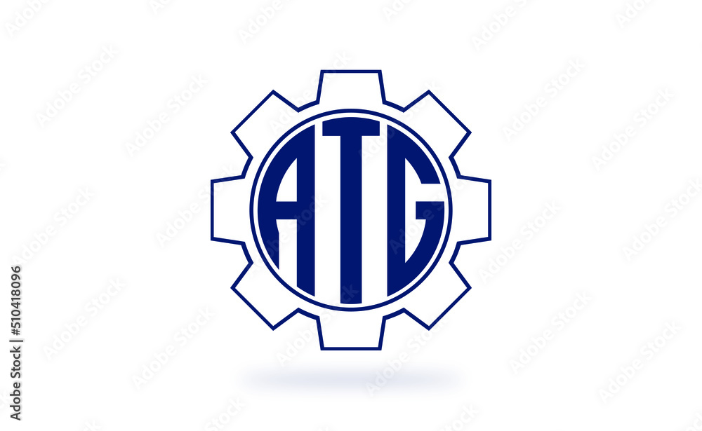 ATG three letter industrial logo with gear icon logo design vector ...