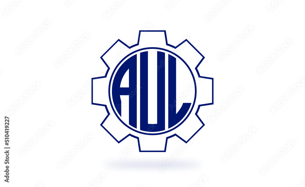 AUL three letter industrial logo with gear icon logo design vector ...