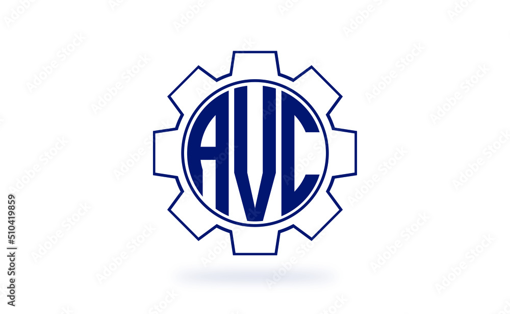 AVC three letter industrial logo with gear icon logo design vector ...