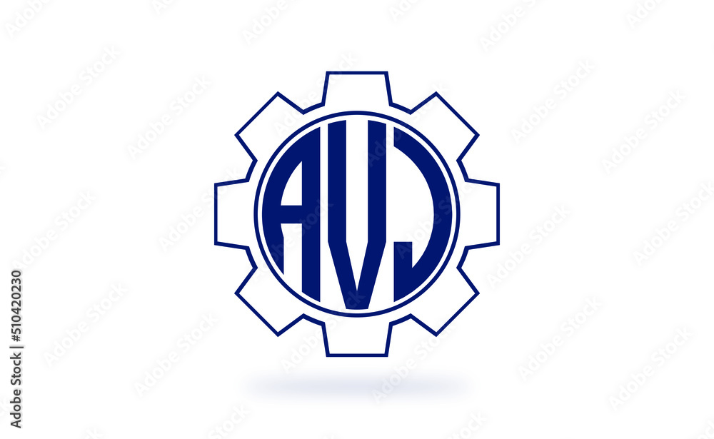 AVJ three letter industrial logo with gear icon logo design vector ...
