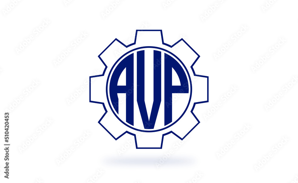 AVP three letter industrial logo with gear icon logo design vector ...