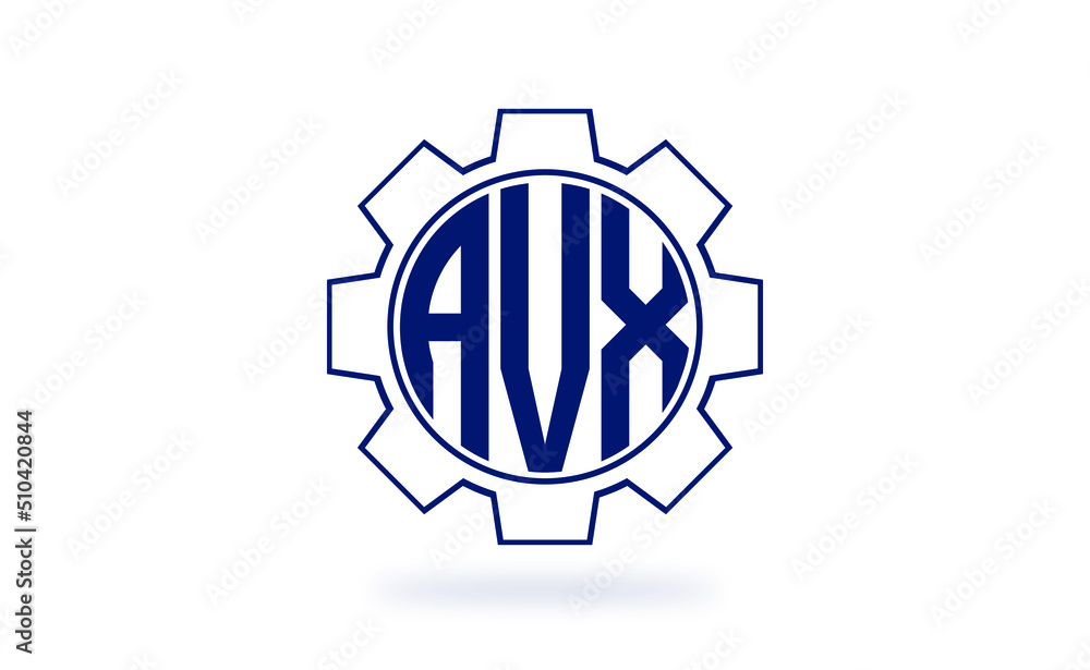 AVX three letter industrial logo with gear icon logo design vector ...