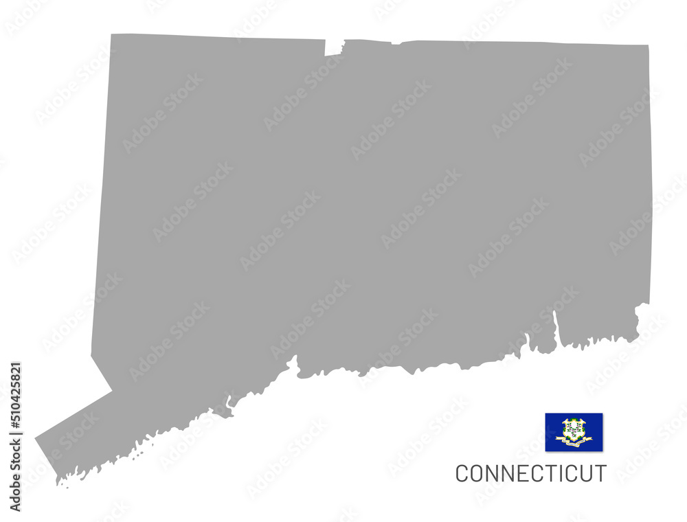 Gray map of federal state of Connecticut, USA. Silhouette of ...