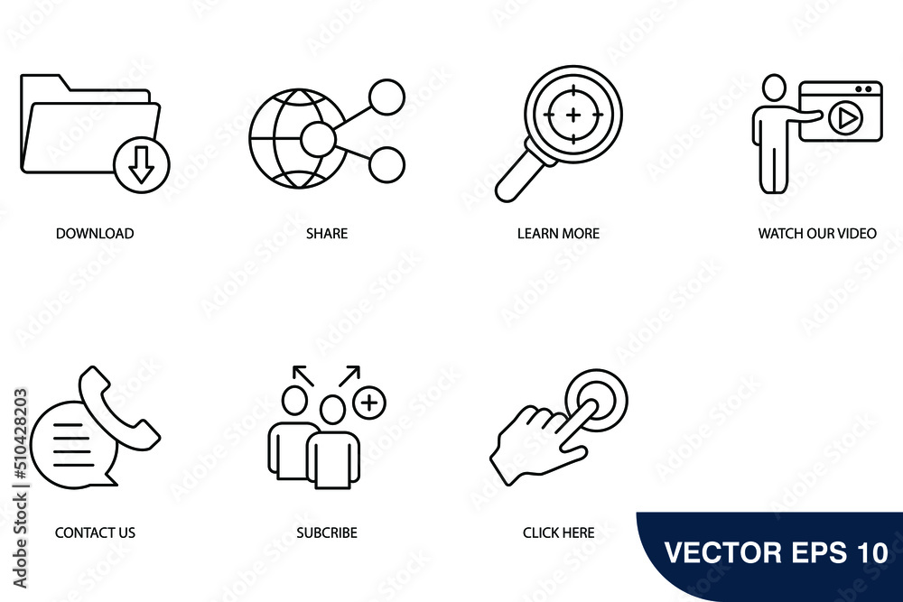 call to action icons set . call to action pack symbol vector elements ...
