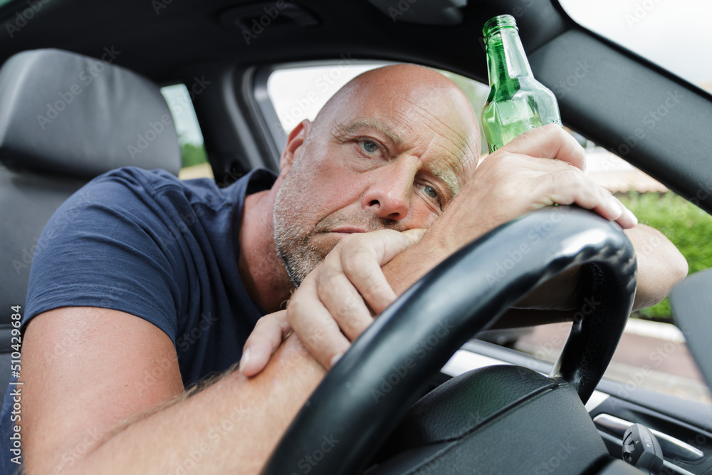 Poster drunk man slouched behind the wheel of his car – Wall Art ...