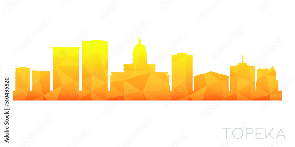 Topeka, KS, USA Low Poly Skyline Clip Art City Design. Geometric ...
