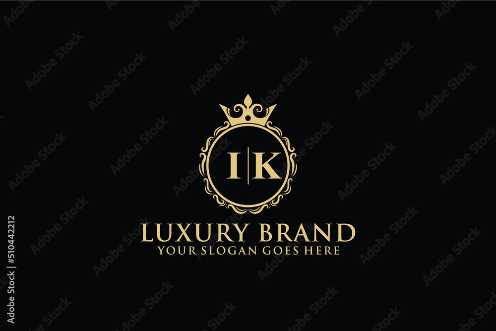 letter Initial IK elegant luxury monogram logo or badge template with ...