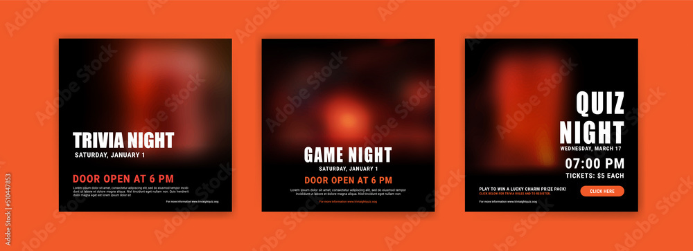 Trivia night. Vector poster and social media post template. Stock ...