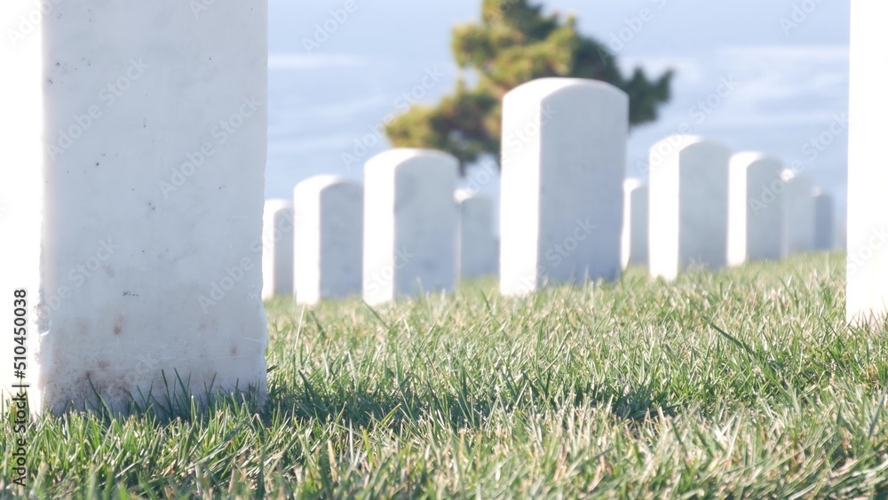 Tombstones on american military national memorial cemetery, graveyard ...