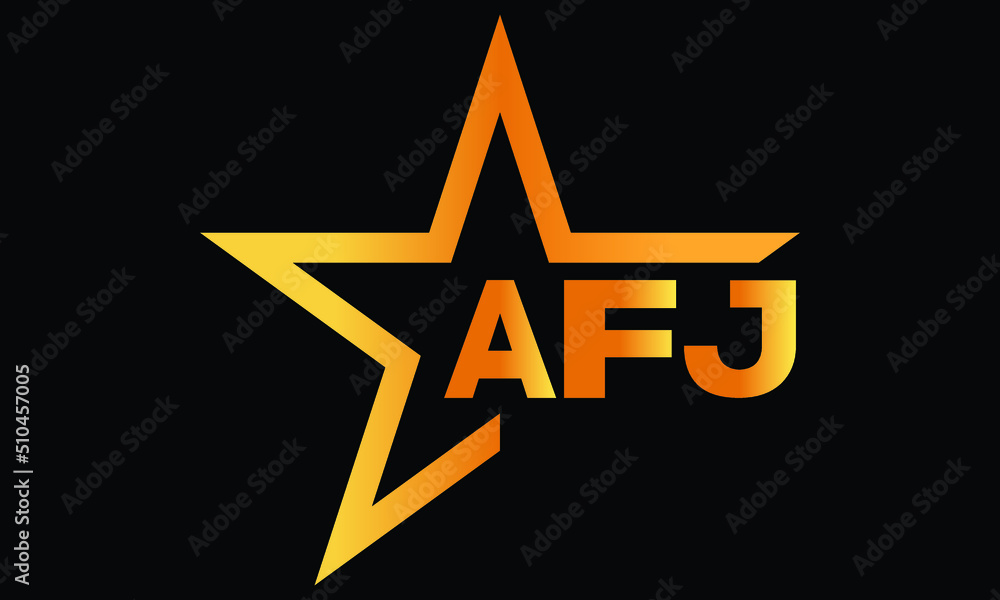 AFJ golden luxury star icon three letter logo design vector template ...