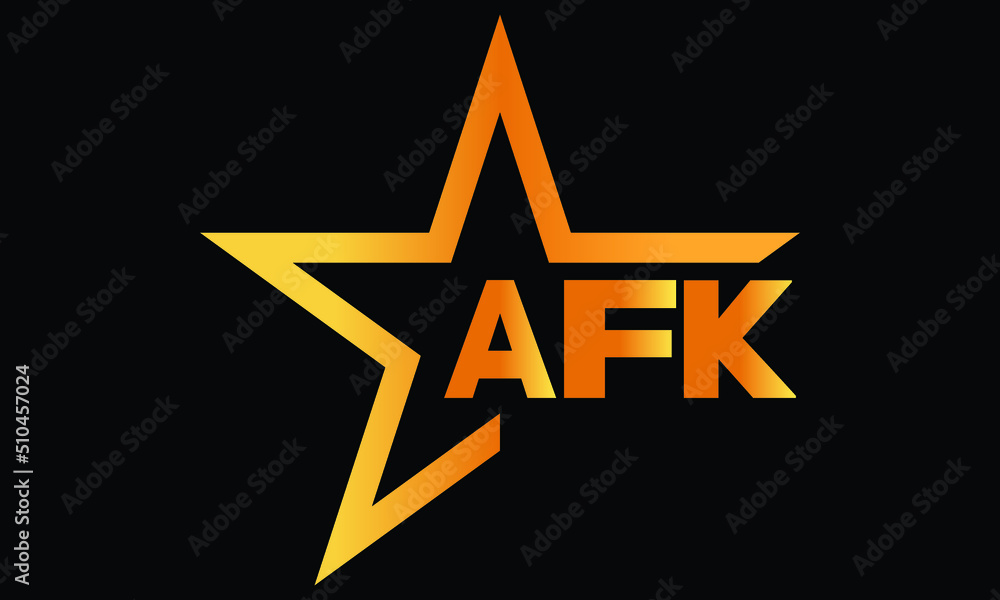 AFK golden luxury star icon three letter logo design vector template ...