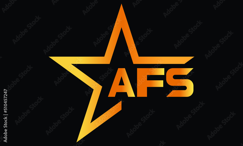 AFS golden luxury star icon three letter logo design vector template ...