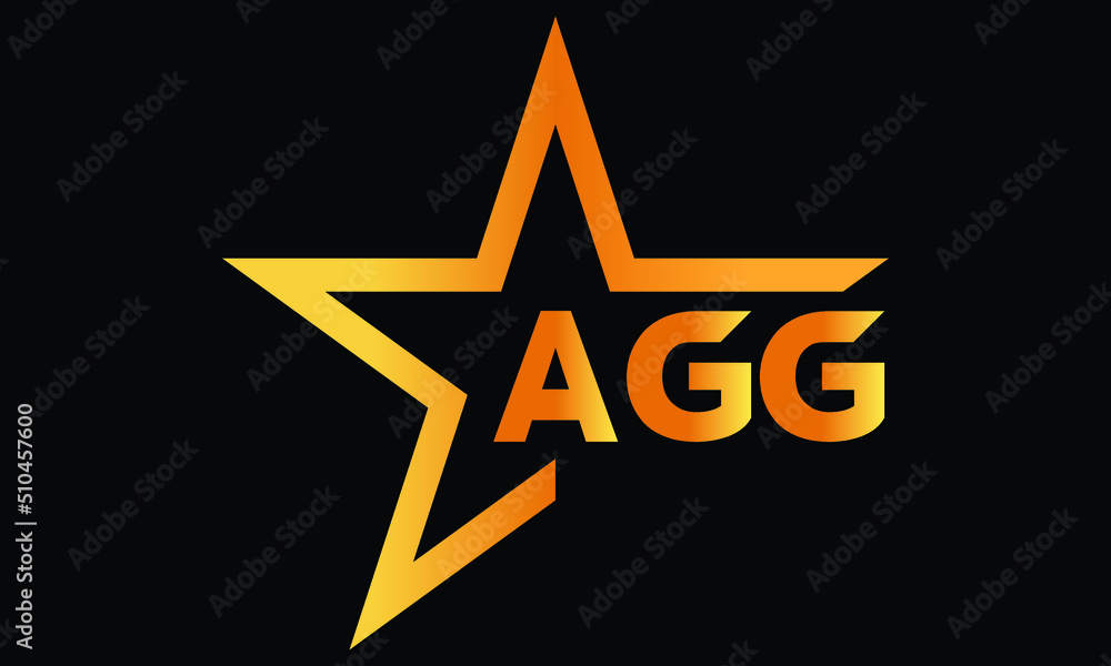 AGG golden luxury star icon three letter logo design vector template ...