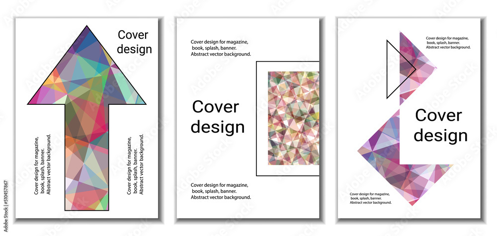 Cover design. Set of 3 covers. Imitation of crumpled paper. Unusual ...