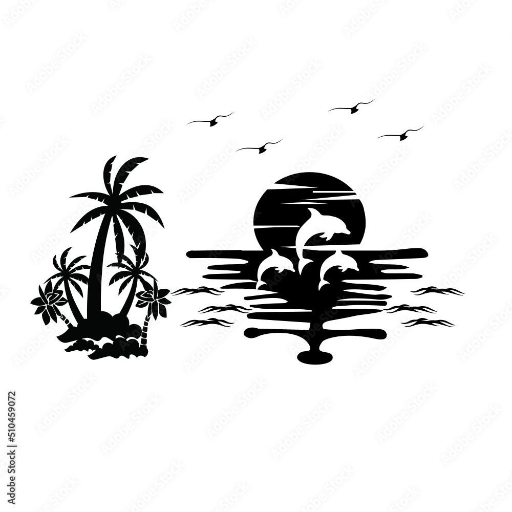 Palm Trees svg, Beach Png svg, summer svg, Sunset Beach SVG, Vacation ...