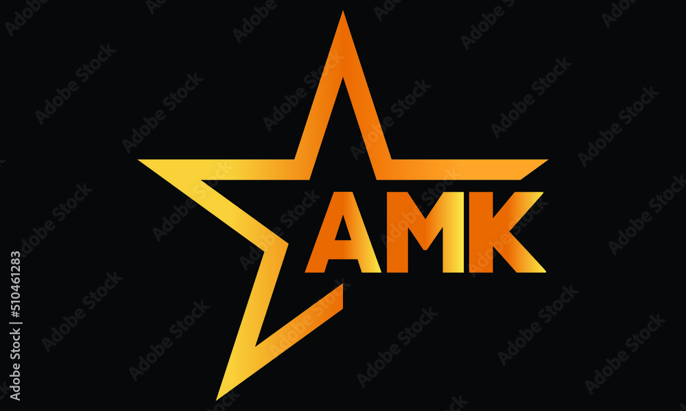AMK golden luxury star icon three letter logo design vector template ...