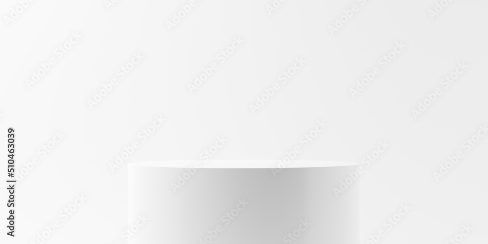 White floating empty, blank dais, podium or platform in front of white ...