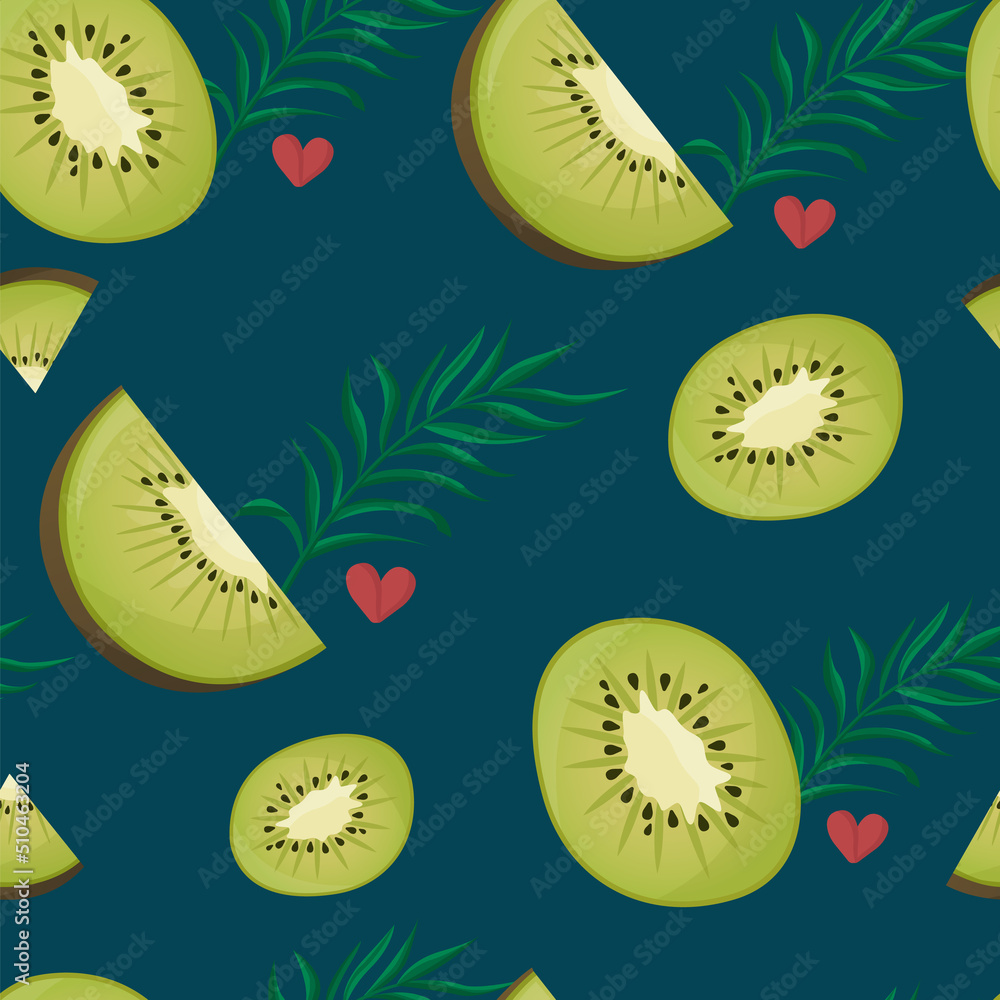 Kiwi fruit seamless pattern. Kiwi in cartoon style repeated backdrop ...