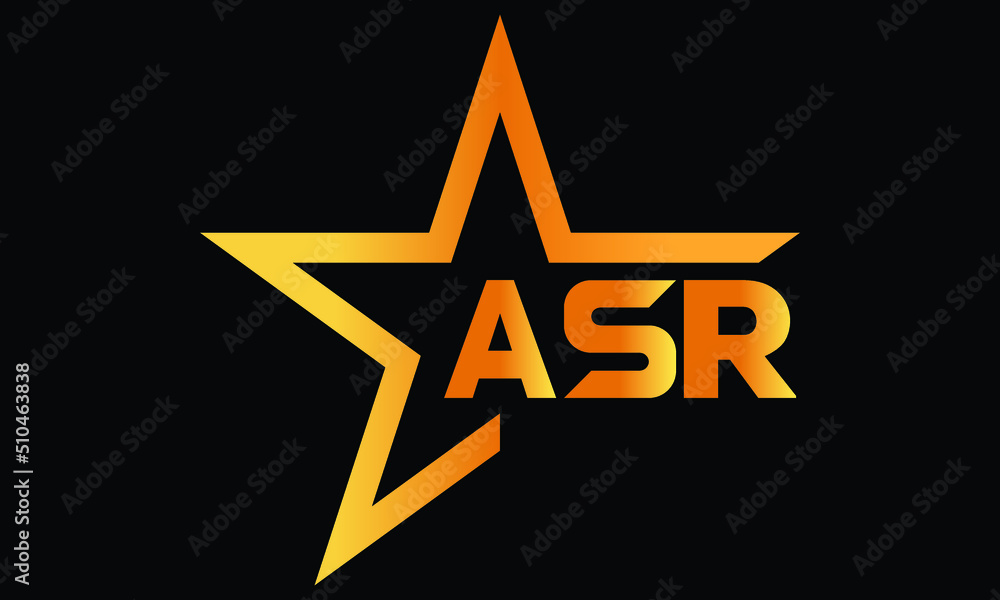 ASR golden luxury star icon three letter logo design vector template ...