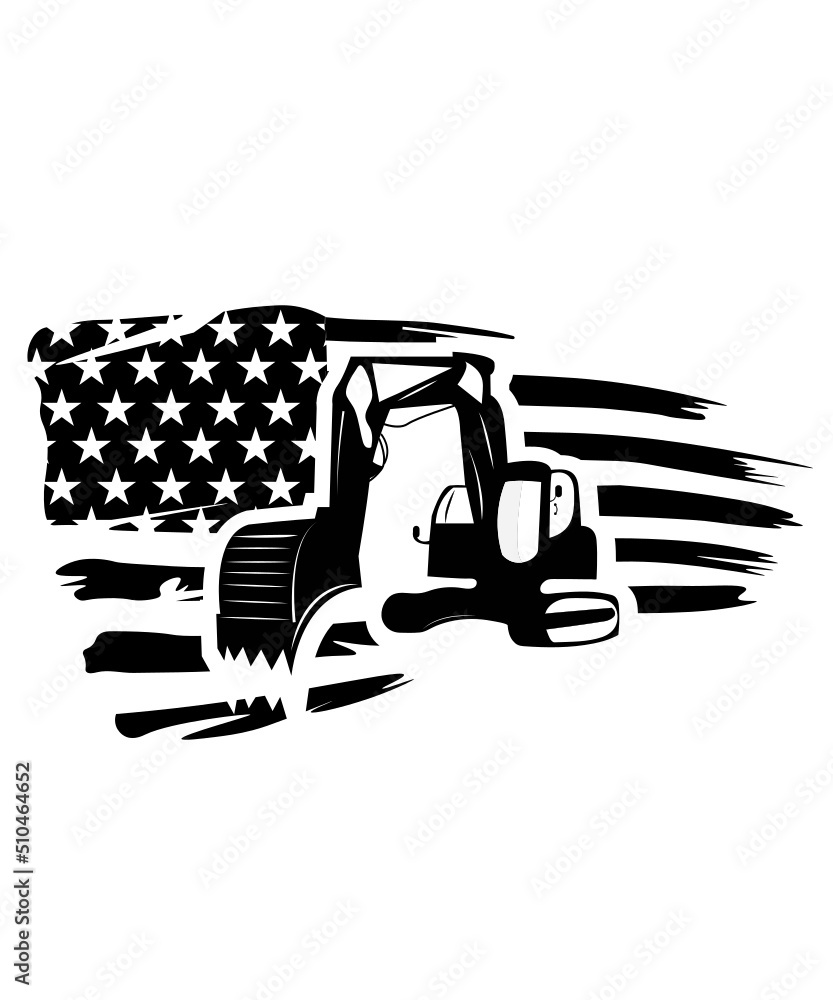 Pipeliner American Flag svg, pipeliner flag svg, heavy equipment svg ...