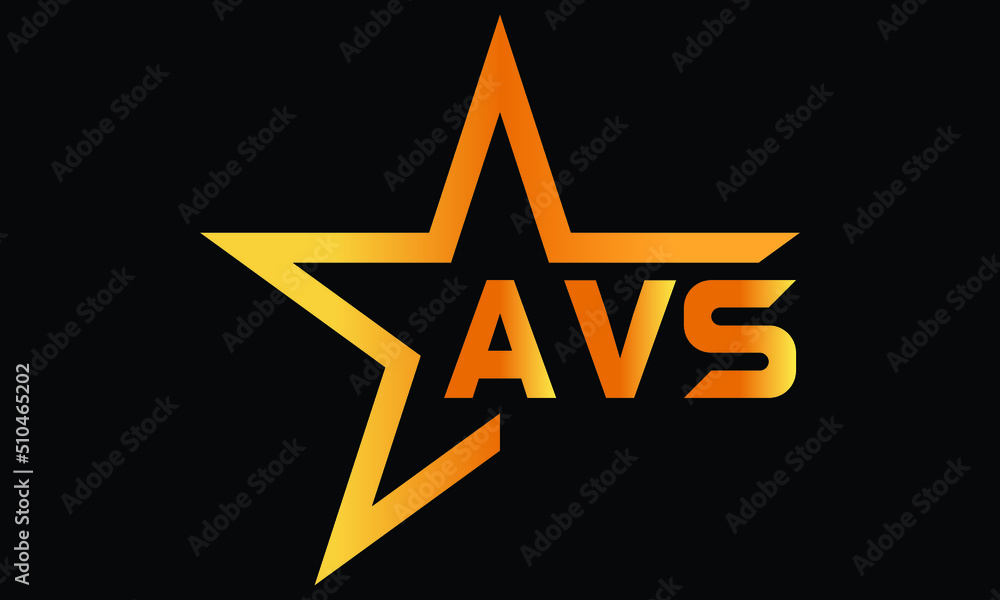 AVS golden luxury star icon three letter logo design vector template ...
