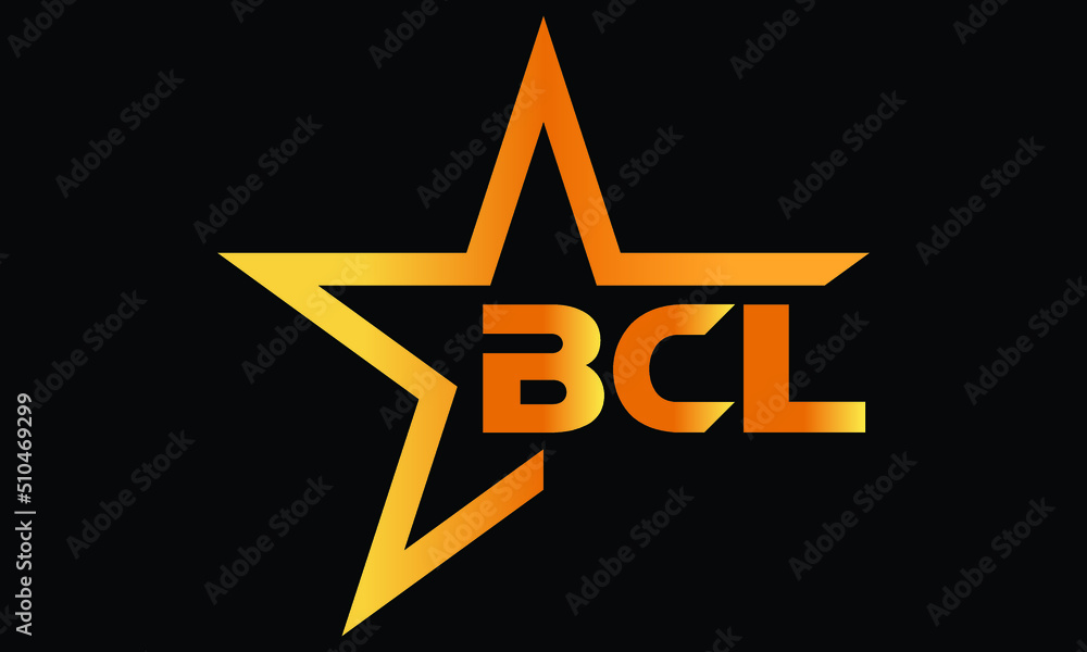 BCL golden luxury star icon three letter logo design vector template ...