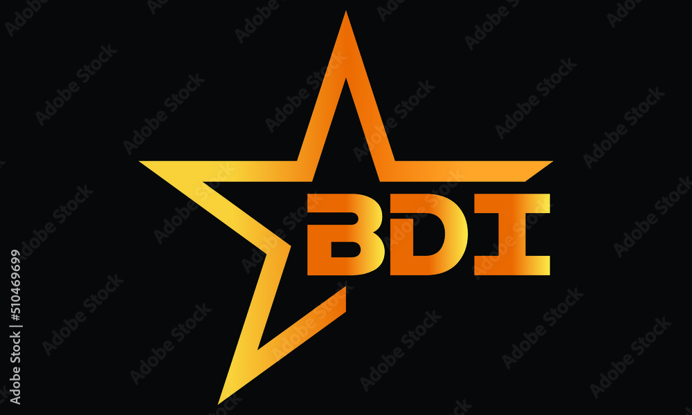 BDI golden luxury star icon three letter logo design vector template ...