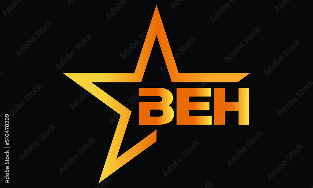 BEH golden luxury star icon three letter logo design vector template ...