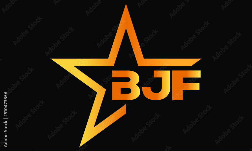 BJF golden luxury star icon three letter logo design vector template ...