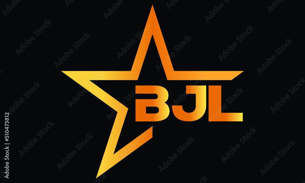 BJL golden luxury star icon three letter logo design vector template ...