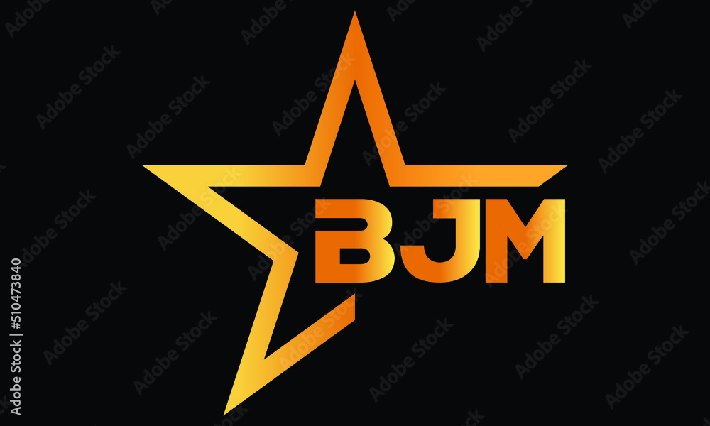 BJM golden luxury star icon three letter logo design vector template ...