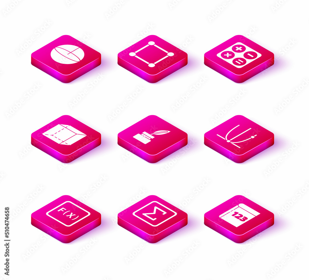 Set Function Mathematical Symbol Sigma Geometric Figure Cube Feather And Inkwell Book With