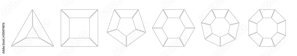 Triangle and square infographic polygon set, pentagon and hexagon ...