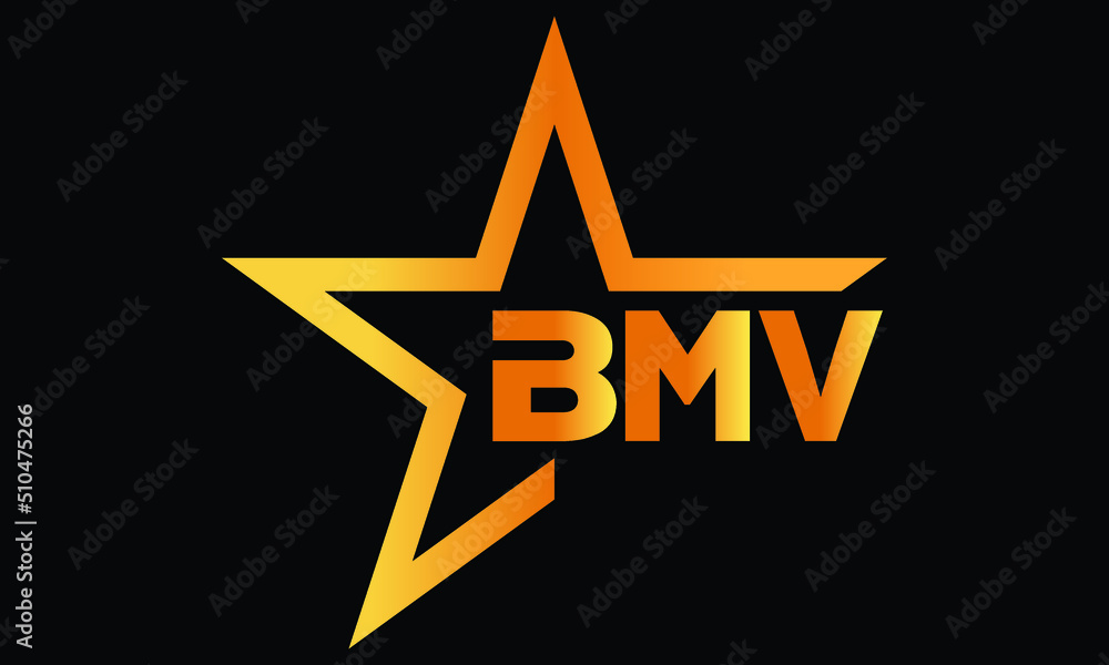 BMV golden luxury star icon three letter logo design vector template ...