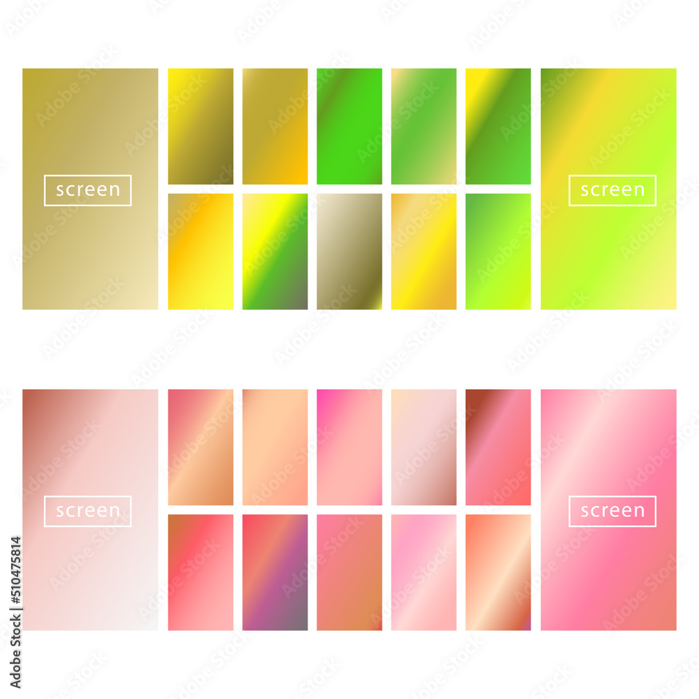 Mobile screen lock display collection of colorful backgrounds in trendy ...