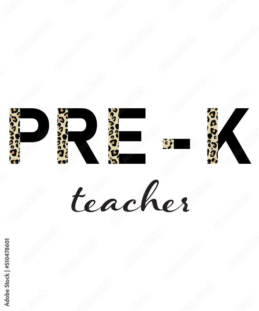 leopard pre k teacher svg, half leopard print teacher svg, pree school ...
