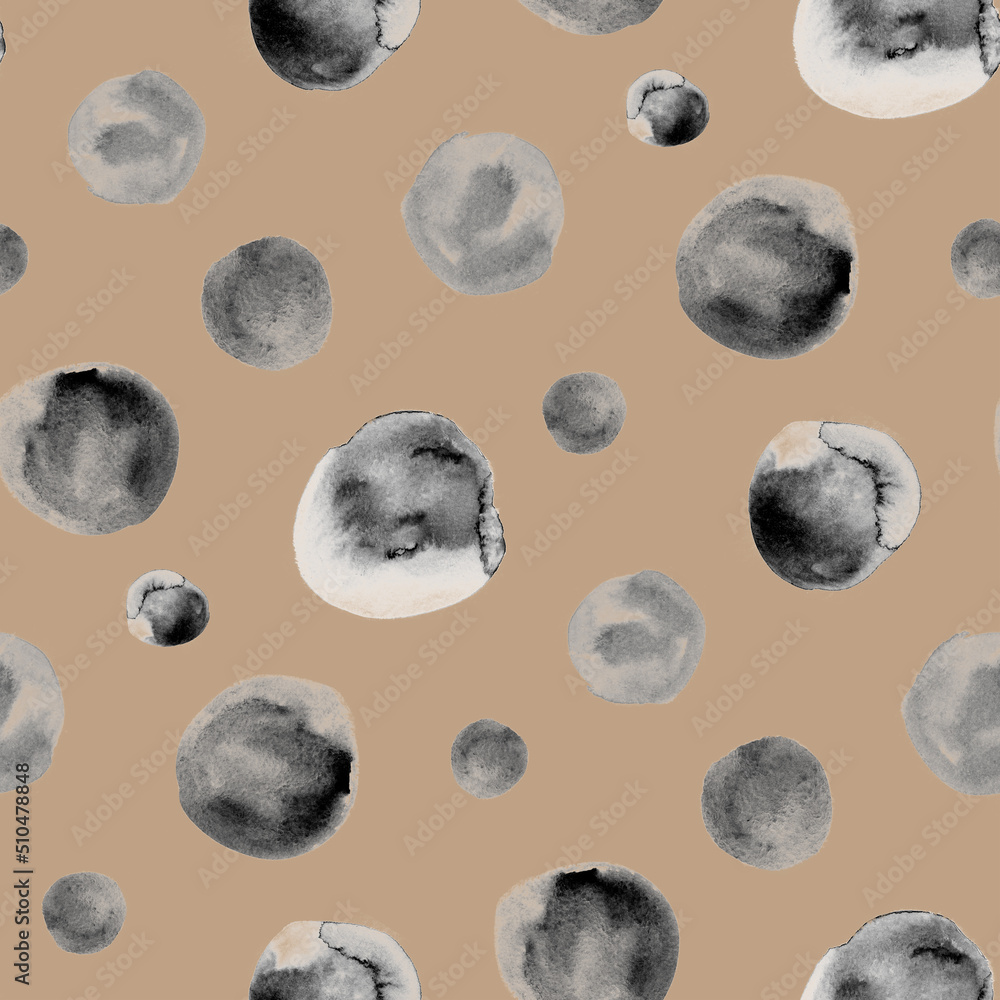 Seamless abstract black and white large polka dot pattern with ...