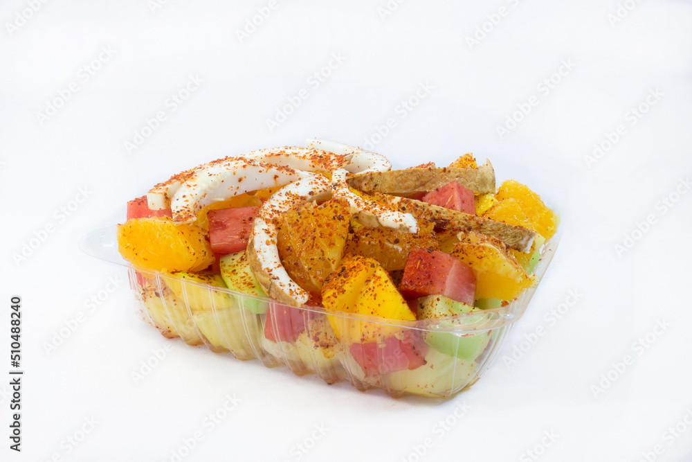 Ensalada de fruta picada con tajin y coco Stock Photo | Adobe Stock