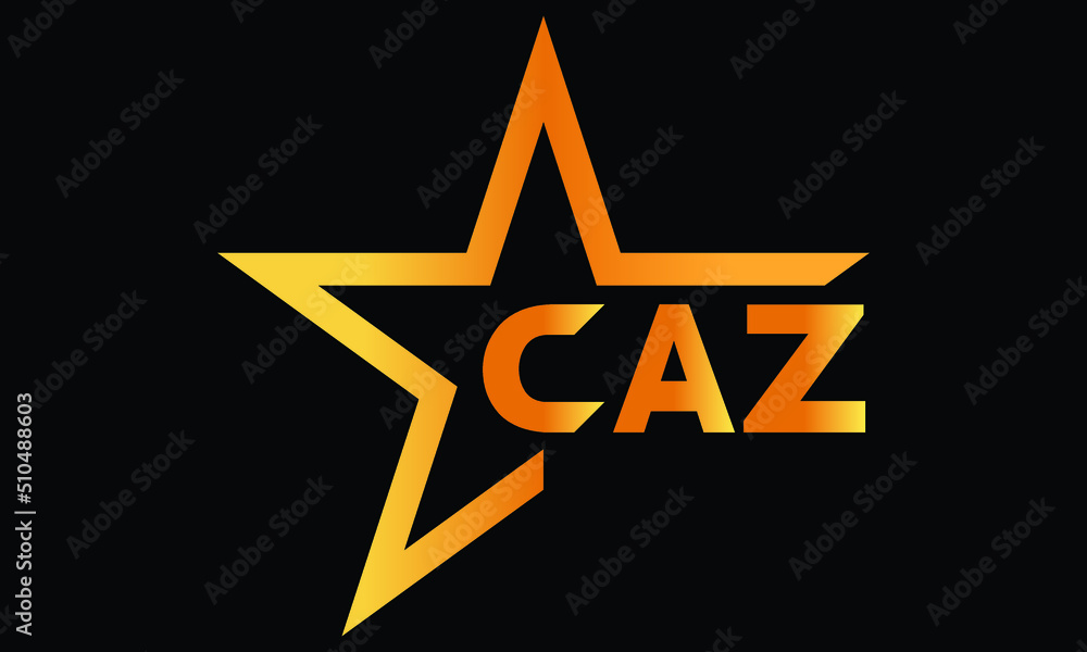 CAZ golden luxury star icon three letter logo design vector template ...