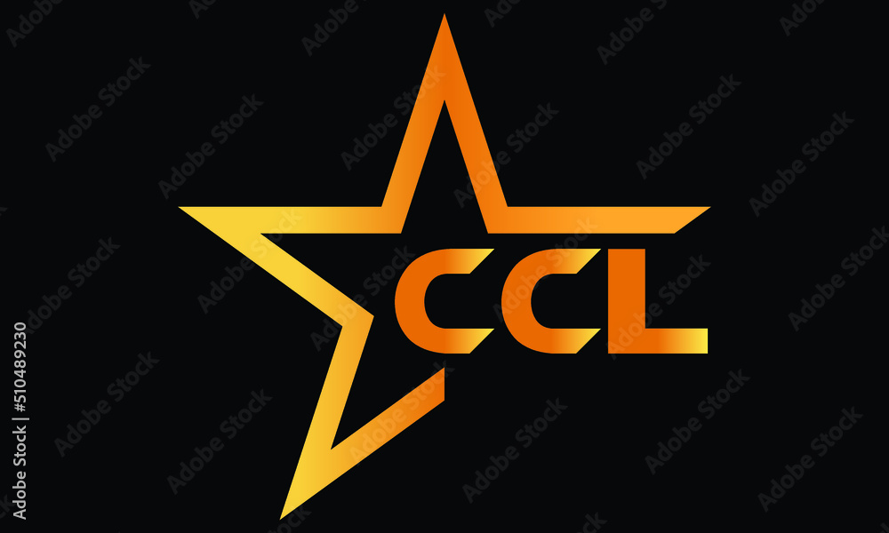 CCL golden luxury star icon three letter logo design vector template ...