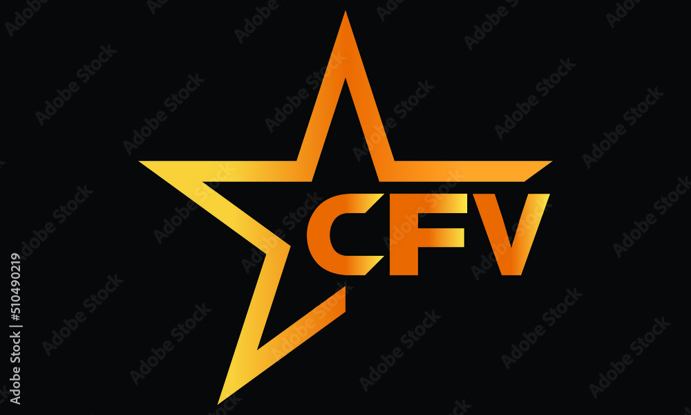 CFV golden luxury star icon three letter logo design vector template ...