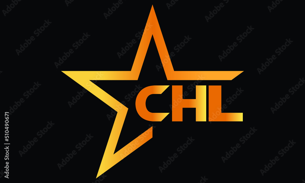 CHL golden luxury star icon three letter logo design vector template ...