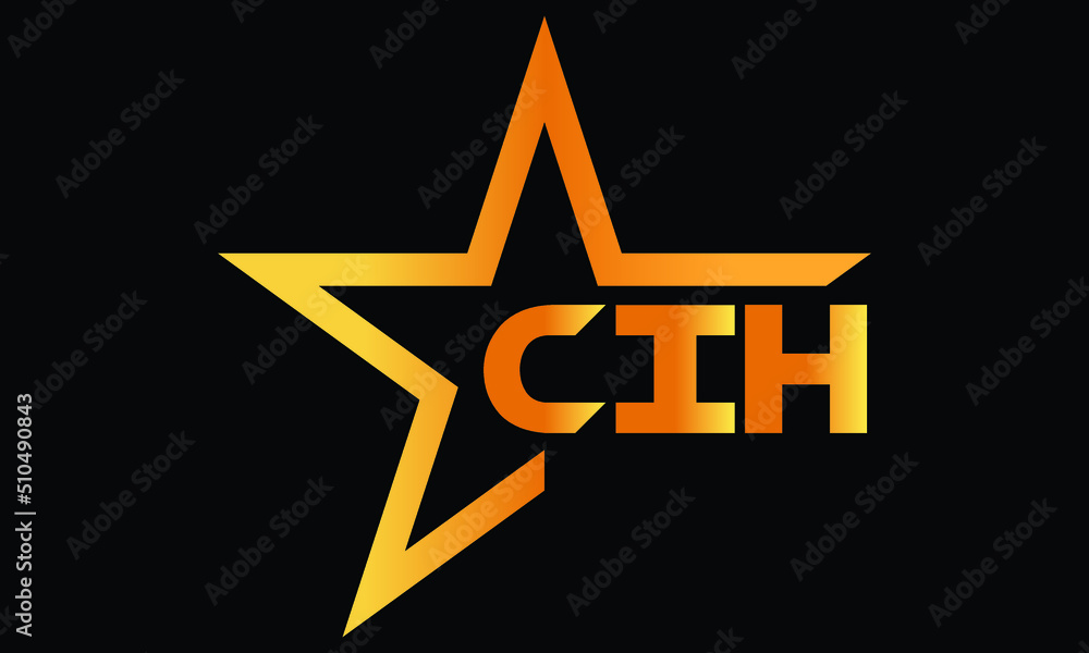 CIH golden luxury star icon three letter logo design vector template ...
