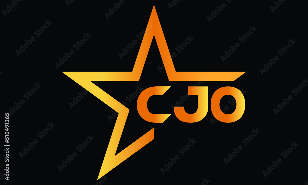 CJO golden luxury star icon three letter logo design vector template ...