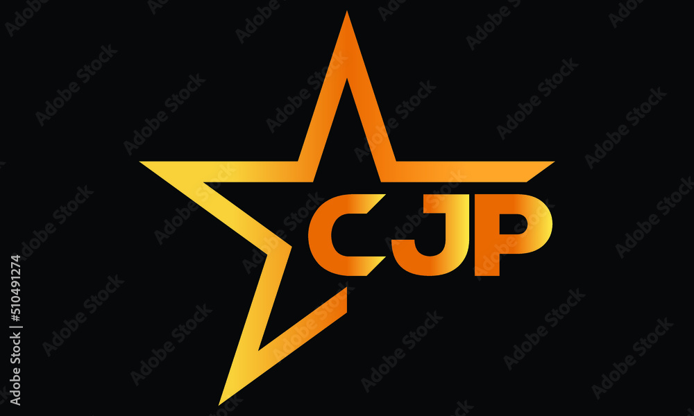 CJP golden luxury star icon three letter logo design vector template ...