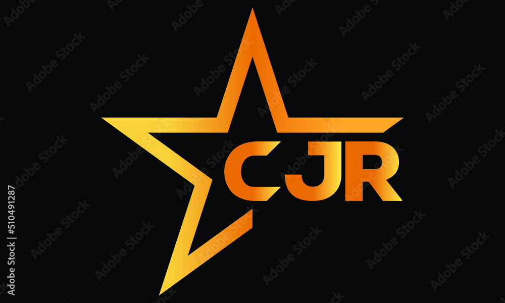 CJR golden luxury star icon three letter logo design vector template ...
